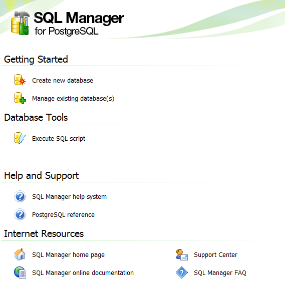 Online Documentation for SQL Manager for PostgreSQL | SQLManager